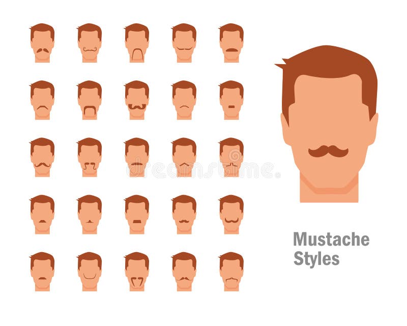 Fije Con Los Diversos Tipos De Bigotes Ilustración del Vector ...