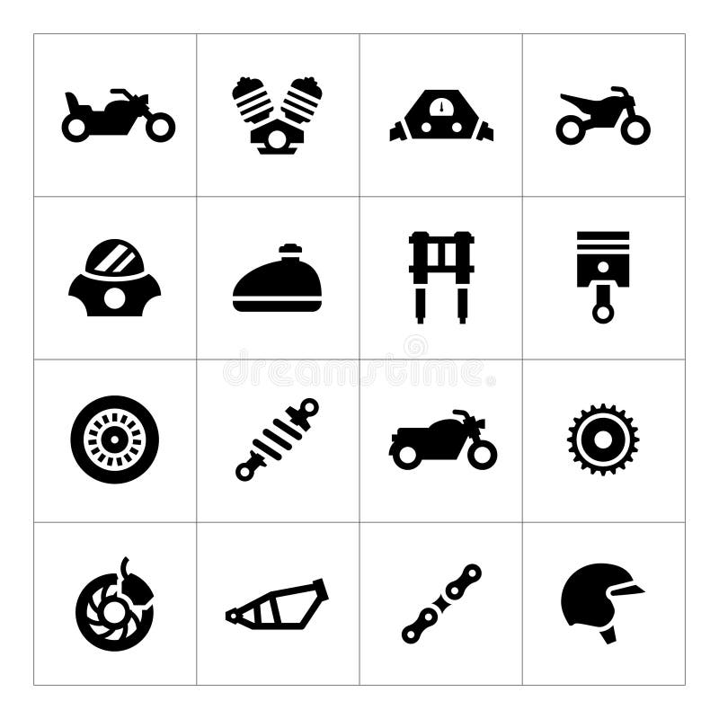 Fije Los Iconos De La Motocicleta Ilustración del Vector - Ilustración ...