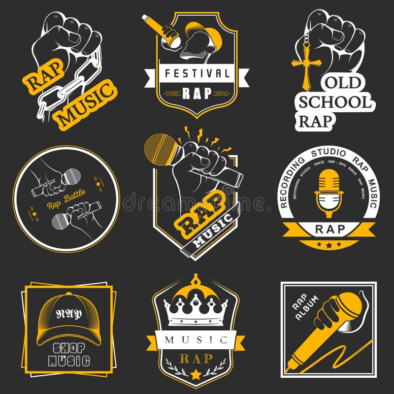 Fije Los Logotipos Y Badges Música Rap Stock de ilustración - Ilustración de aislado, divisa ...