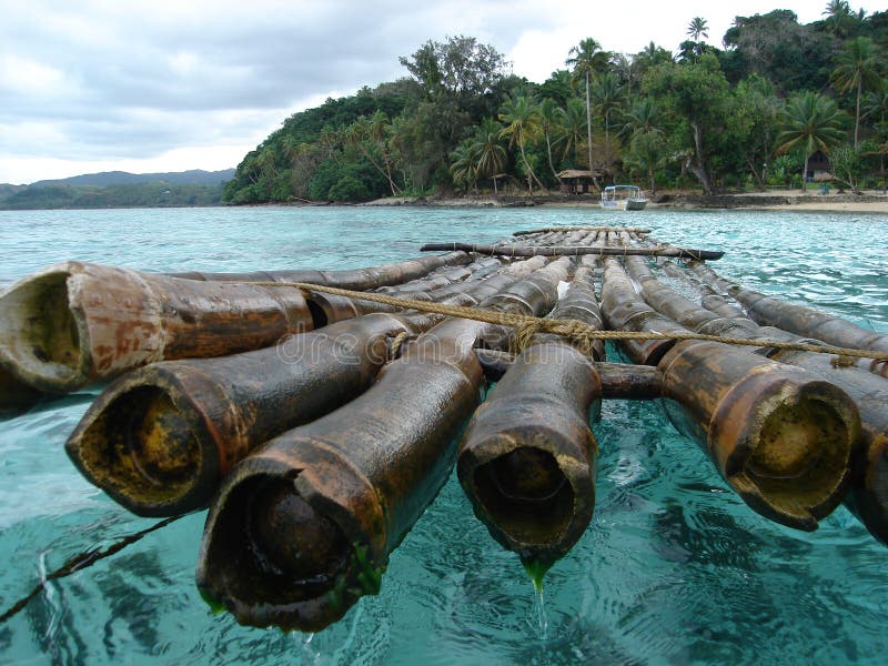 Fiji Bamboo Raft 3 stock photo. Image of crusoes, water - 1184376