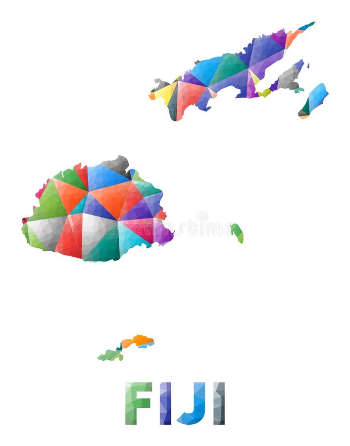 Fiji - Colorful Low Poly Country Shape. Stock Vector - Illustration of ...