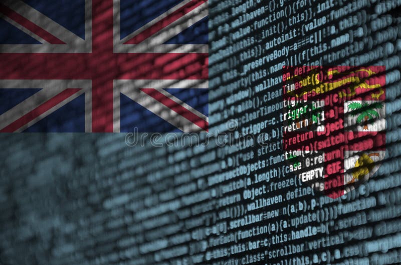 Fiji Flag is Depicted on the Screen with the Program Code. the Concept ...