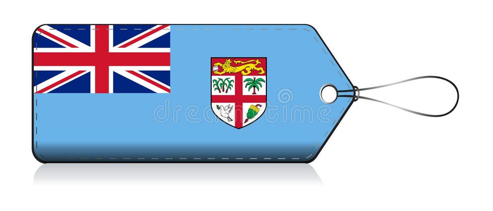 Fiji Flag in Label Design, Label of Product Made in Fiji Stock Vector ...