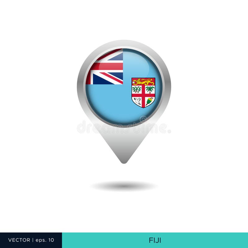 Fiji Flag Map Pin Vector Design Template. Stock Vector - Illustration ...