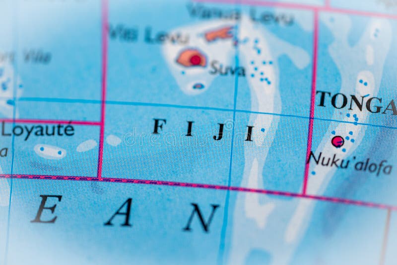 Fiji Highlighted on a World Map Stock Photo - Image of destination ...
