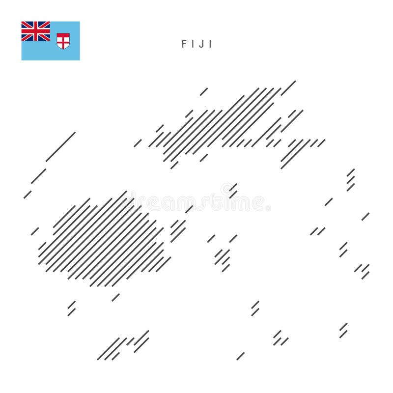 Fiji Map from Pattern of Black Slanted Parallel Lines. Flat Vector ...