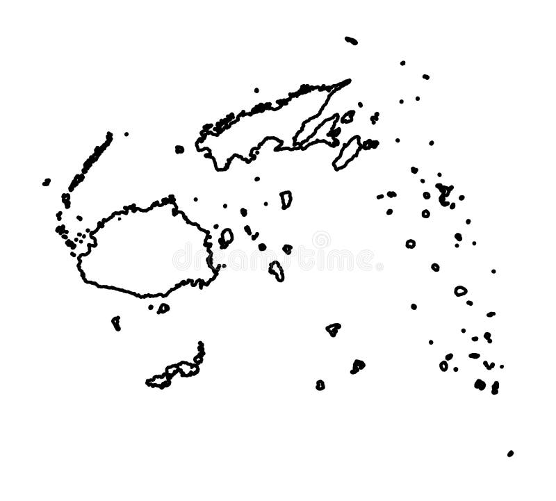 Fiji Map SIlhouette in Black Outline Stock Vector - Illustration of ...