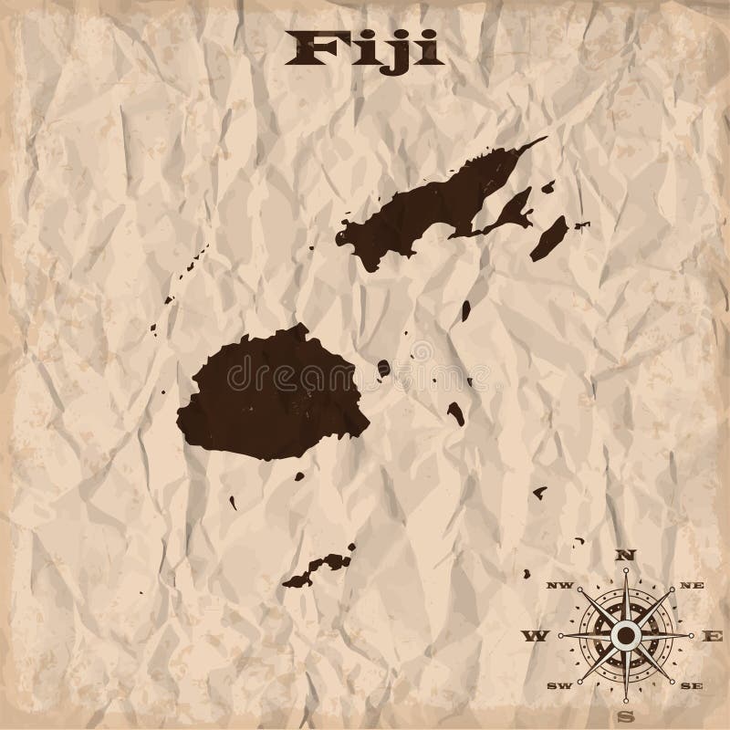 Fiji Old Map with Grunge and Crumpled Paper. Vector Illustration Stock ...