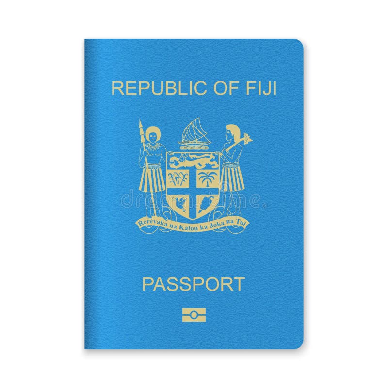 Fiji Passport Cover with Gold Emblem and Text Stock Illustration ...
