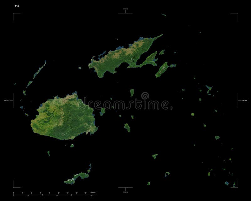 Fiji Shape on Black. High-res Satellite Stock Illustration ...