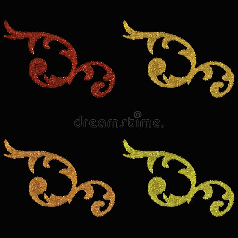 Filagree Scroll Elements in Glitter Stock Photo - Image of glitter ...