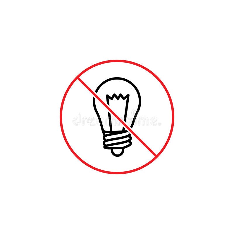 Filament Bulbs Forbidden Sign on White Background Stock Illustration ...