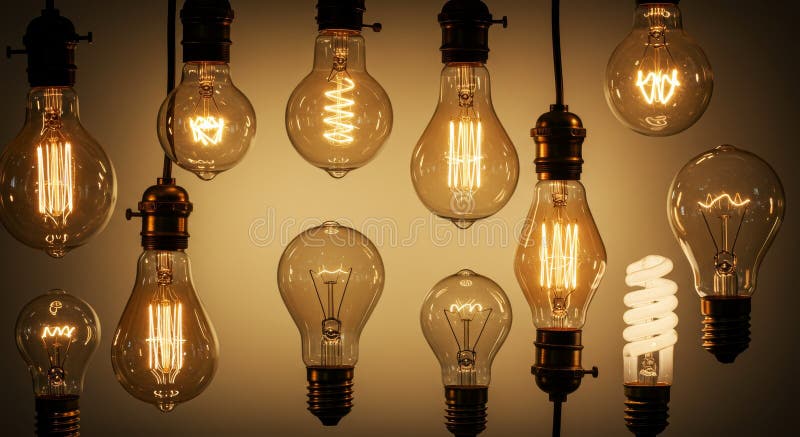 Filament Bulbs and Light Bulbs Pattern Design a Collection of Vintage ...
