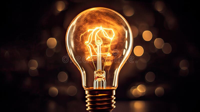Filament Light Bulb Turning on Stock Illustration - Illustration of ...