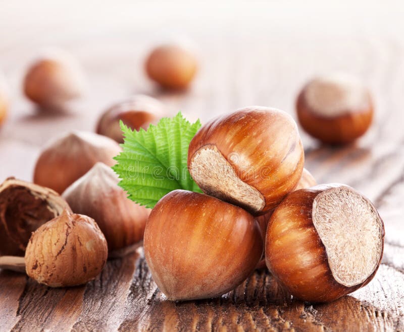 Filberts on a Wooden Table. Stock Photo - Image of flavoring, natural ...