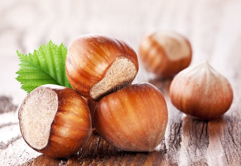 Filberts on a Wooden Table. Stock Photo - Image of flavoring, natural ...