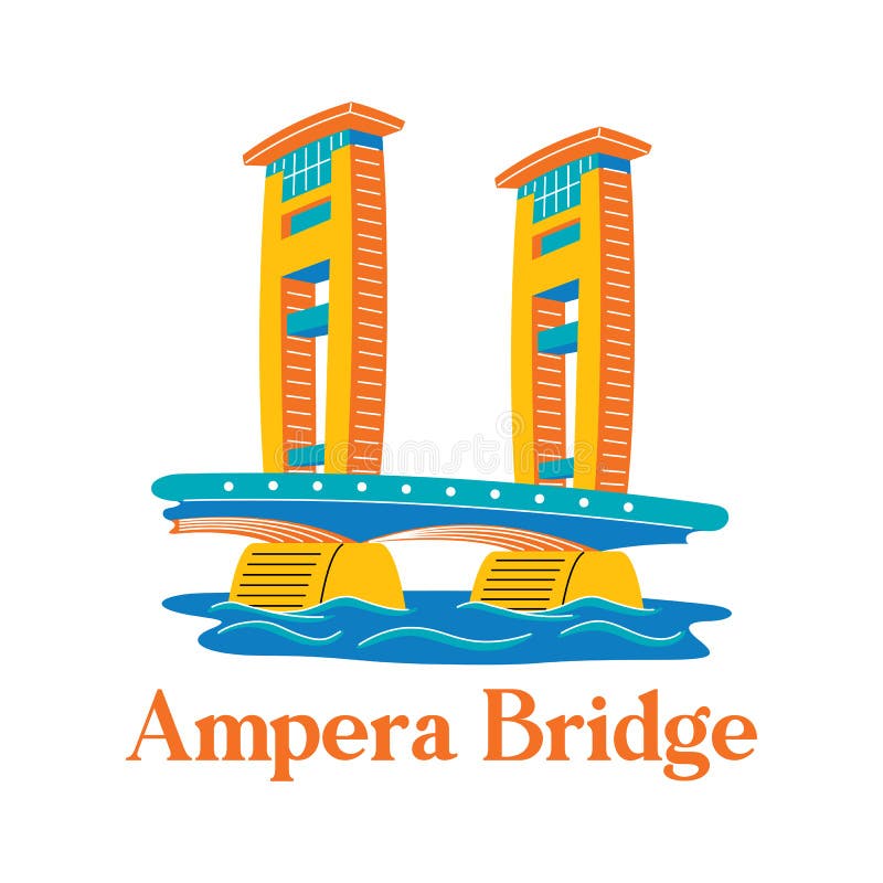 Ampera Bridge Vector Illustration Stock Vector - Illustration of famous ...