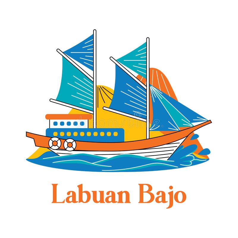 Labuan Bajo Vector Illustration Stock Vector - Illustration of cartoon ...
