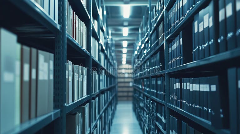 File Archive: Rows of Folders and Documents in Storage. Information ...