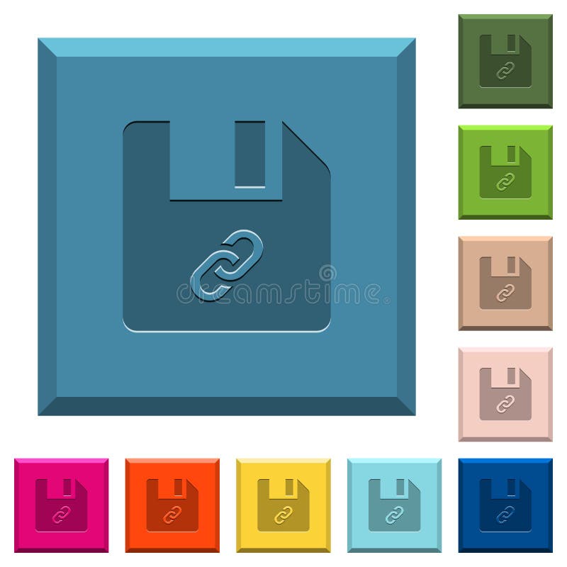 File Attachment Engraved Icons on Edged Square Buttons Stock Vector ...
