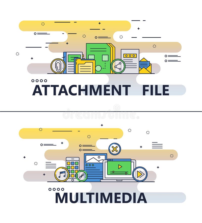 Vector Line Art File Attachment Multimedia Templates Stock Vector ...