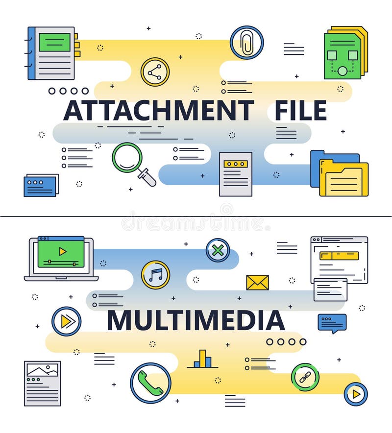 Vector Line Art File Attachment Multimedia Templates Stock Vector ...