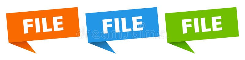 File Banner. File Speech Bubble Label Set Stock Vector - Illustration ...