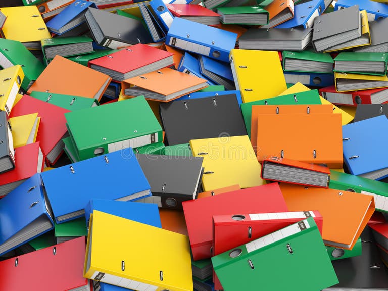File Binders or Folders with Documents. Paperwork Office Colourful ...