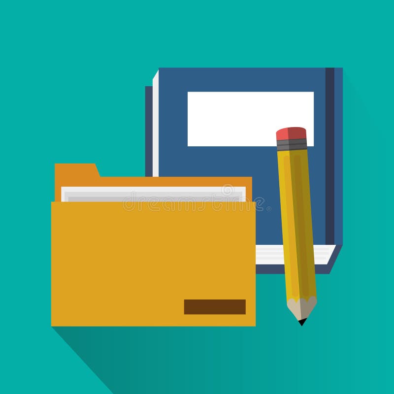 File Book and Pencil of Office and Work Design Stock Vector ...