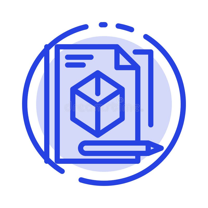 File, Box, Pencil, Technology Blue Dotted Line Line Icon Stock Vector ...