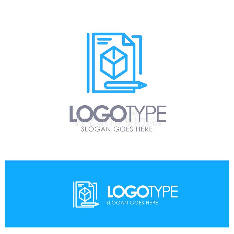 File, Box, Pencil, Technology Blue OutLine Logo with Place for Tagline ...
