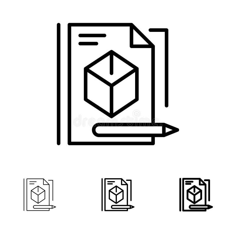 File, Box, Pencil, Technology Bold and Thin Black Line Icon Set Stock ...