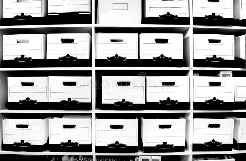 File Boxes on Shelf stock image. Image of full, black - 6557707