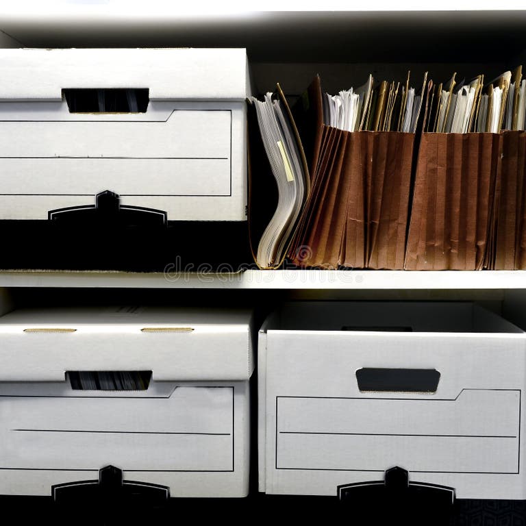 File Boxes on Shelf stock image. Image of order, history - 43976623