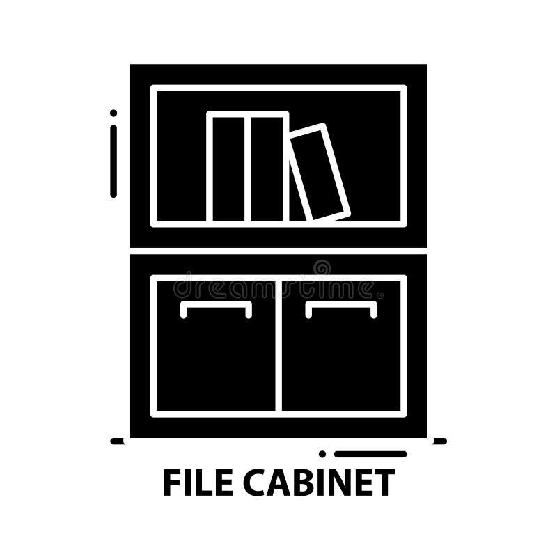 File Cabinet Icon, Black Vector Sign with Editable Strokes, Concept ...