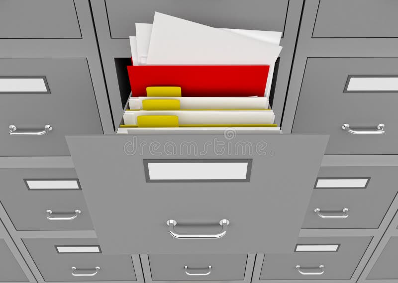 File Cabinet with an Open Drawer. Stock Illustration - Illustration of ...