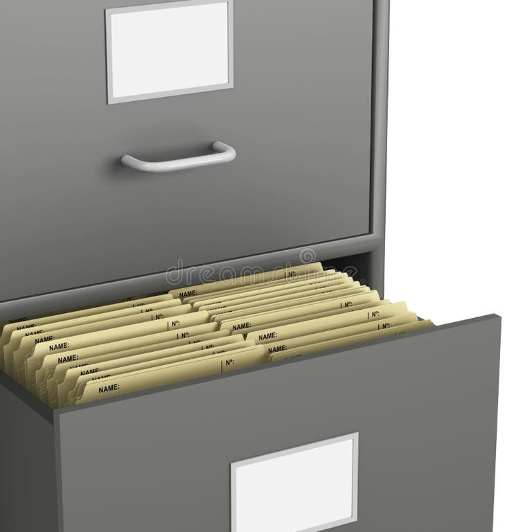 File Cabinet with Open Drawer and Many Files Stock Illustration ...