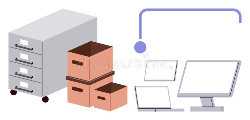 Office File Storage and Digital Workflow Setup Representing Modern ...