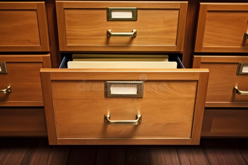 File Cabinet with a Wide Open Drawer Full of Files. Generative AI Stock ...