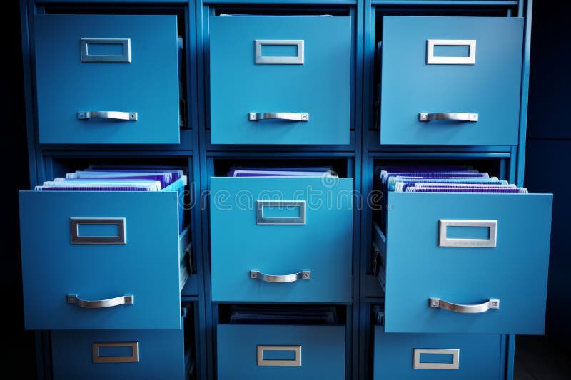File Cabinet with a Wide Open Drawer Full of Files. Generative AI Stock ...