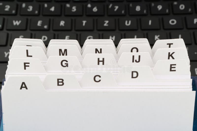 File Cards With Black Computer Keyboard Stock Image - Image of letters ...