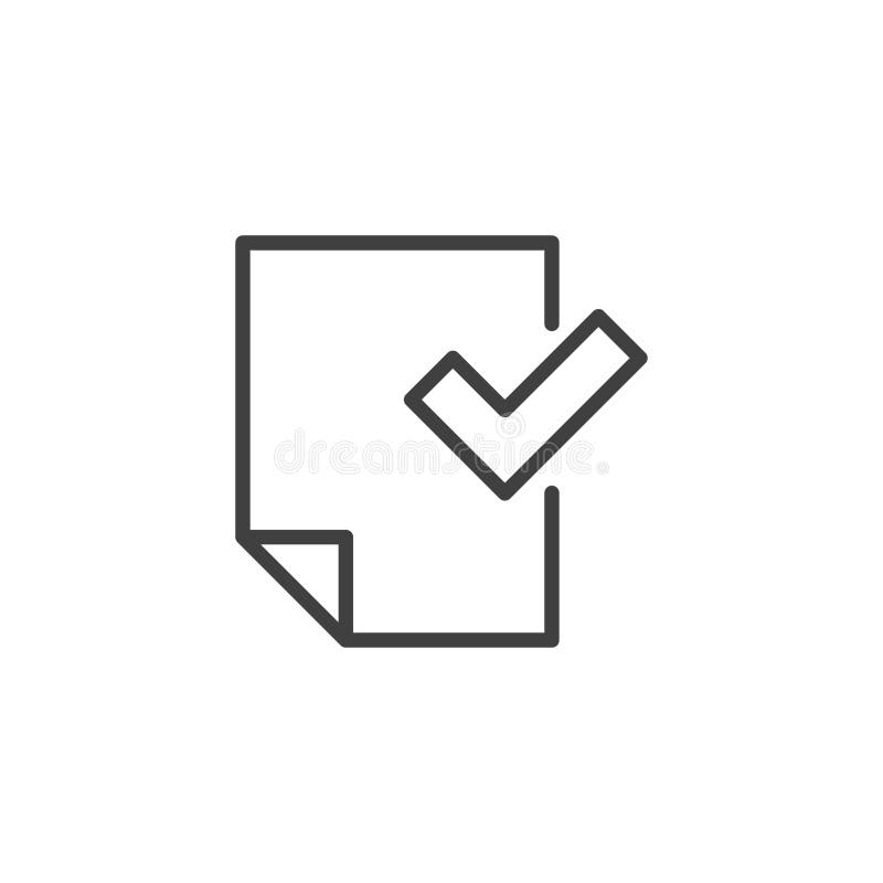 File with Check Mark Line Icon Stock Illustration - Illustration of ...