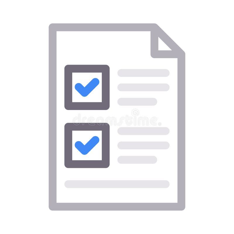 File Checklist Vector Color Line Icon Stock Vector - Illustration of ...