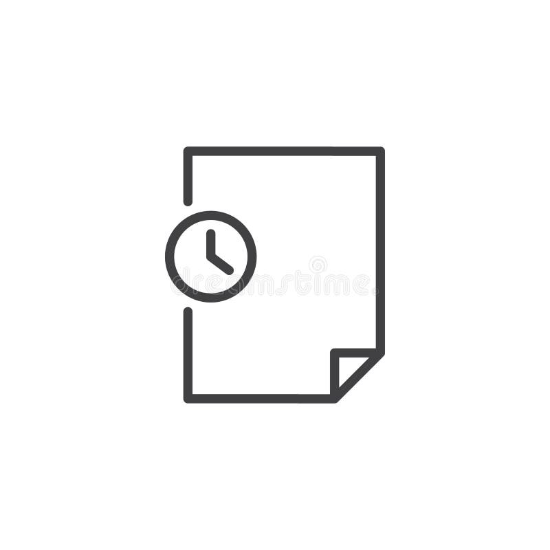 File and Clock Outline Icon Stock Vector - Illustration of pictogram ...
