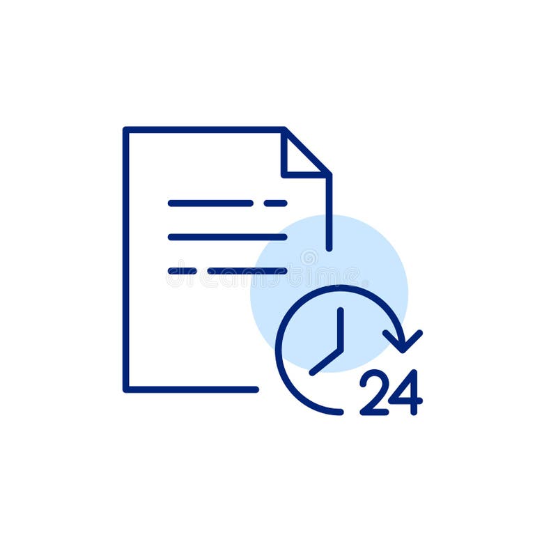 File and Clock Symbol. 24 Hours Data Access and Storage. Pixel Perfect ...
