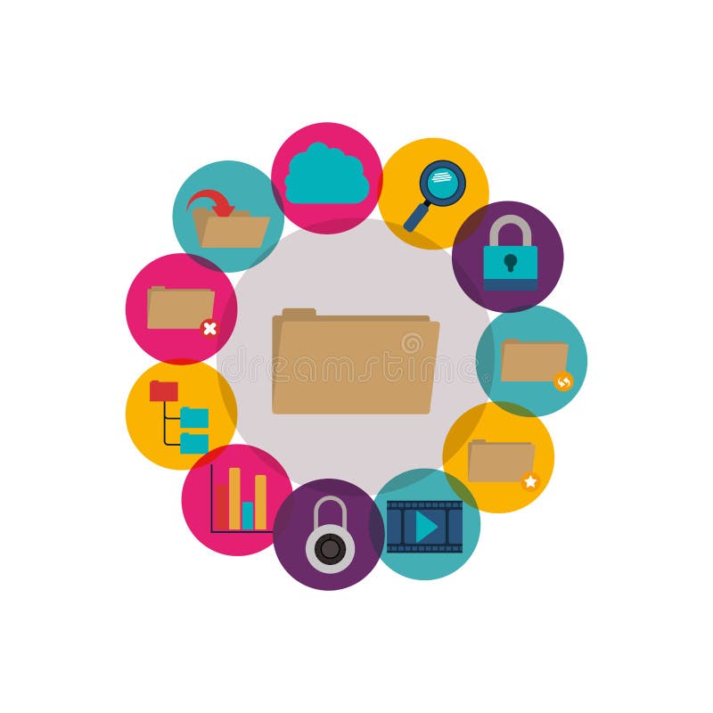 File Cloud Computing and Media Icon Set Design Stock Illustration ...