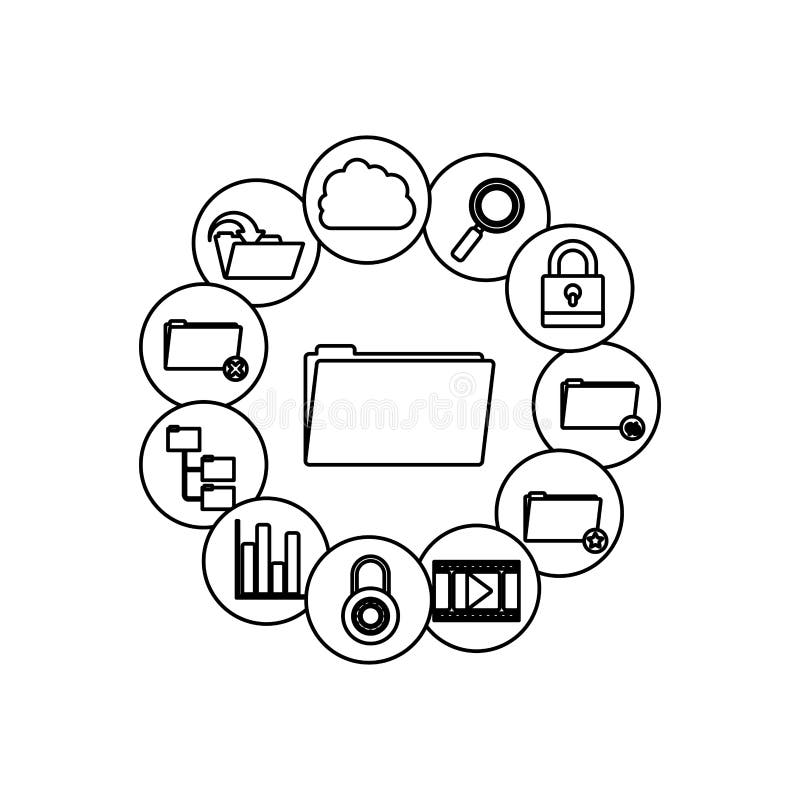 File Cloud Computing and Media Icon Set Design Stock Illustration ...