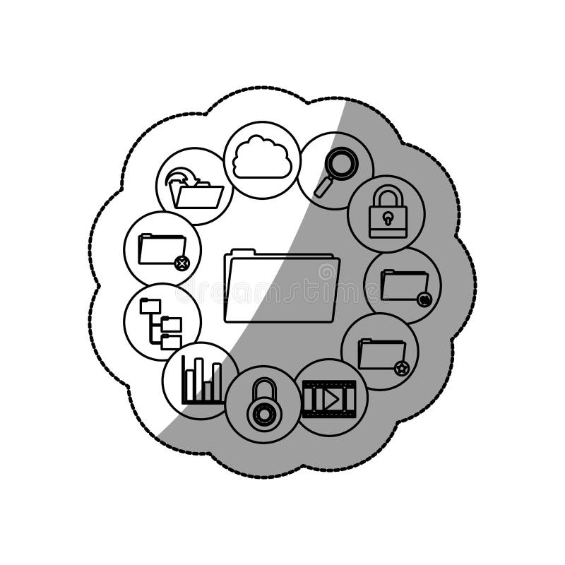 File Cloud Computing and Media Icon Set Design Stock Illustration ...