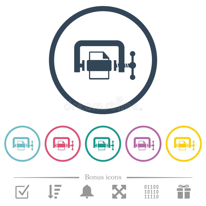 File Compression Solid Flat Color Icons in Round Outlines Stock Vector ...