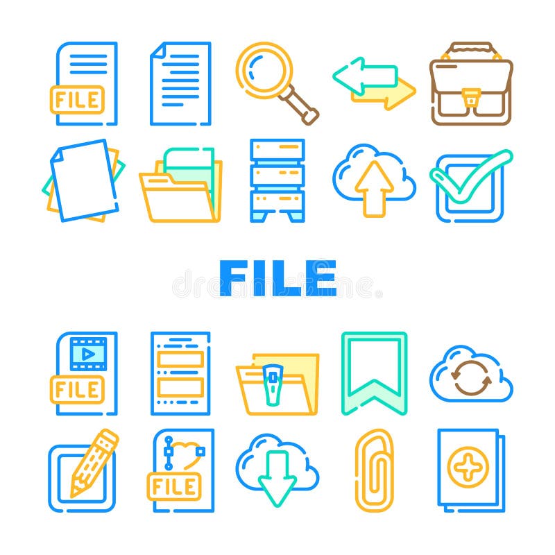 File Computer Digital Document Icons Set Vector Stock Vector ...